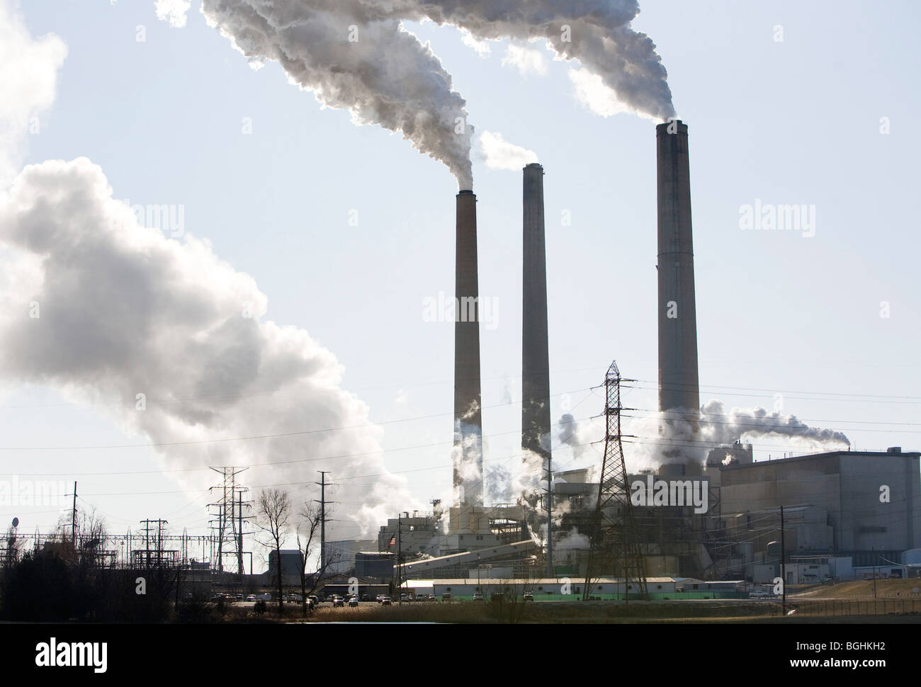 Power plant smokestacks Stock Photo - Alamy