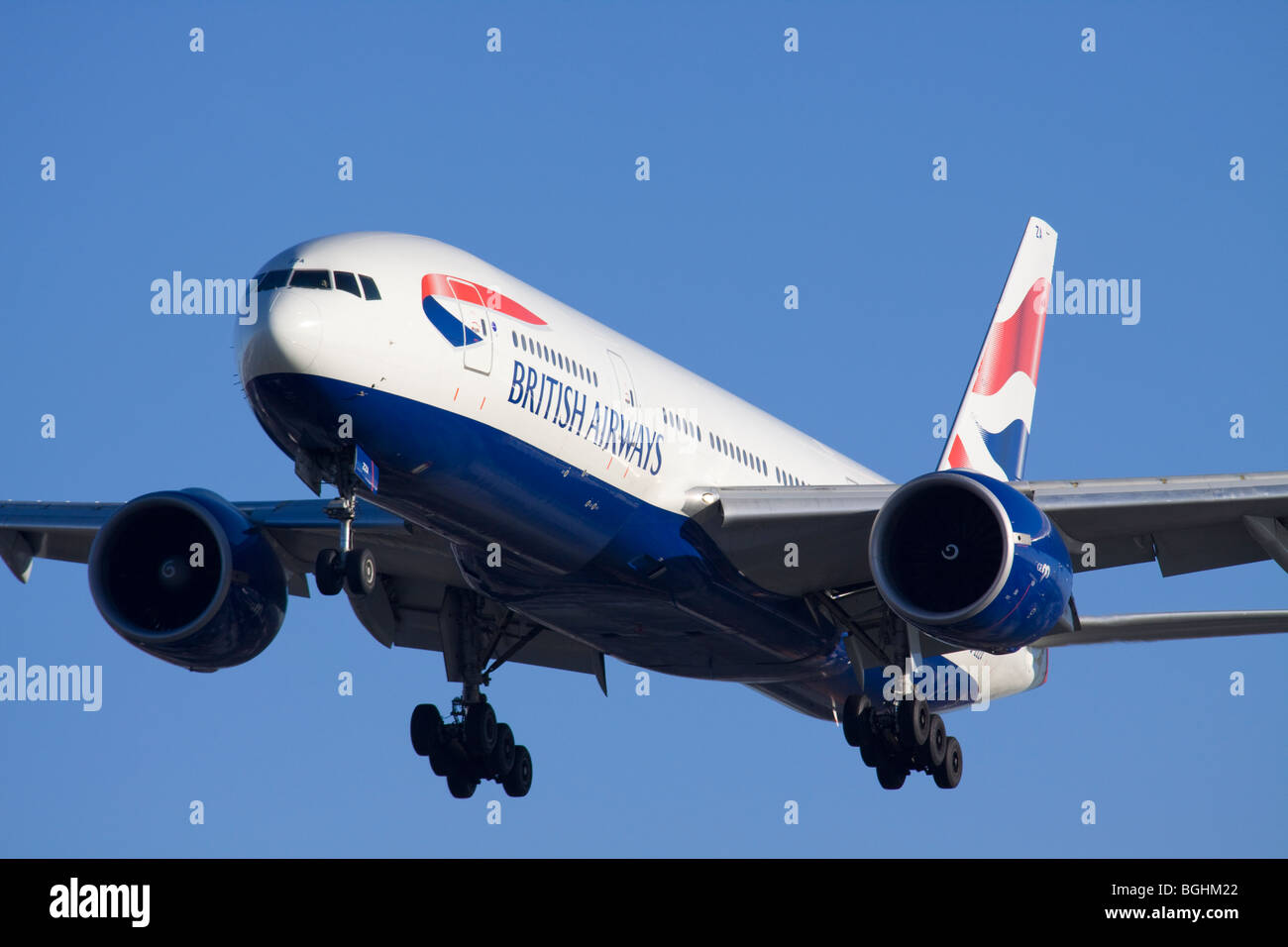 G-ZZZA British Airways Boeing 777-200 landing at London Heathrow Stock ...