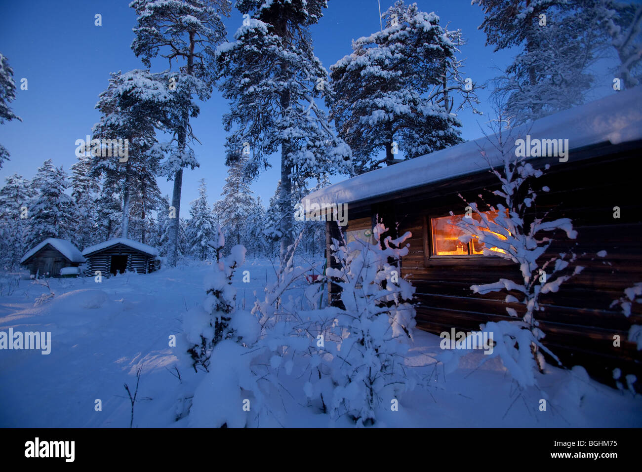 Open Wilderness hut in Urho Kekkonen National Park, Finland Stock Photo ...
