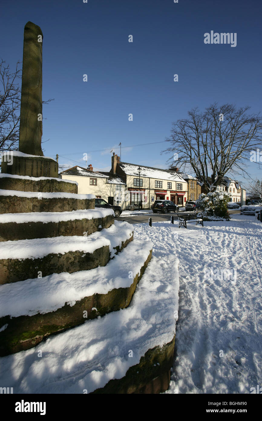 Village of Holt, Wales. Picturesque view of the medieval market cross ...