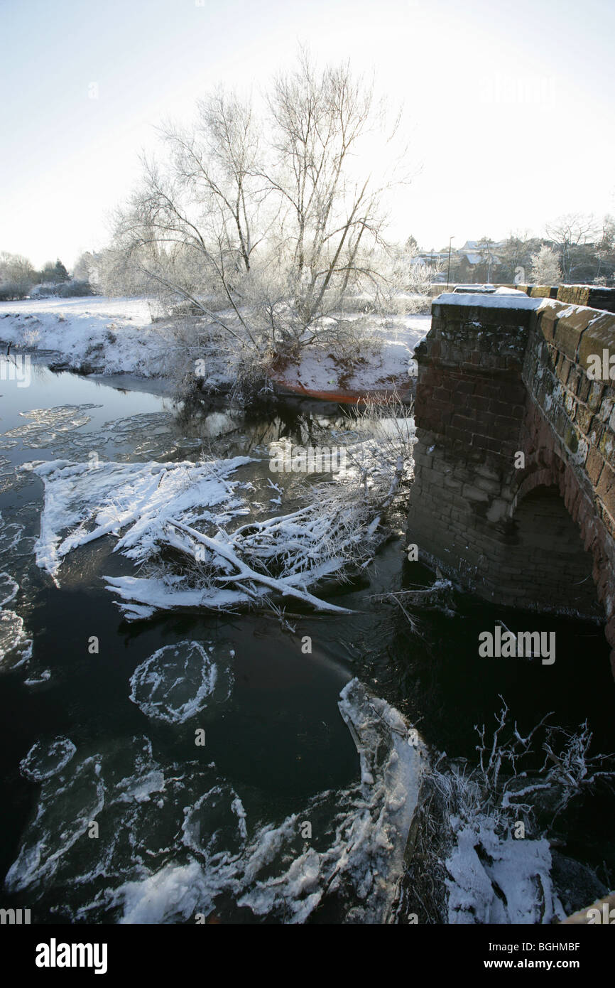 Village of Holt, Wales. Picturesque view of the River Dee viewed from ...