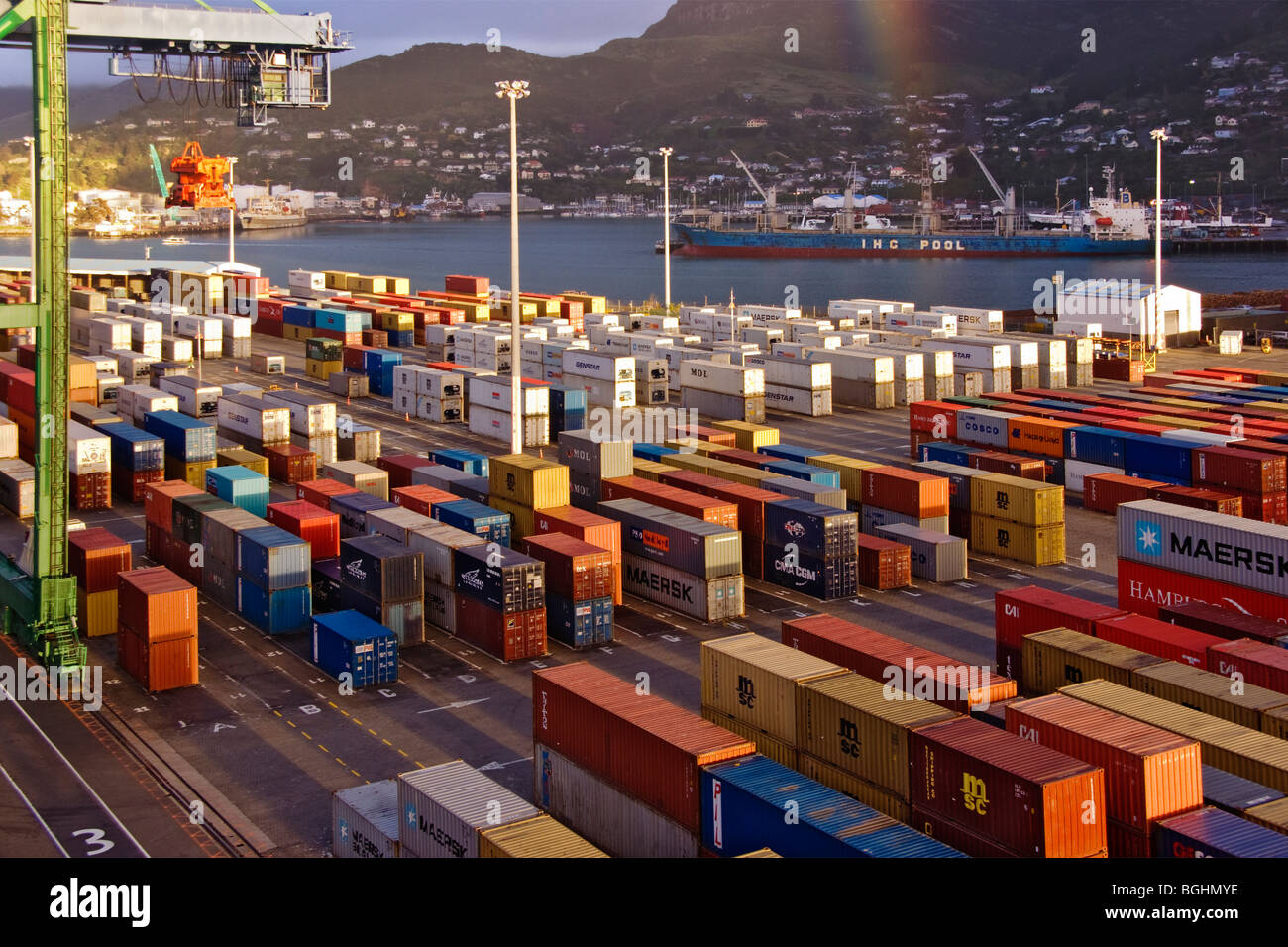 Containers waiting to be loaded on board ship at container terminal ...