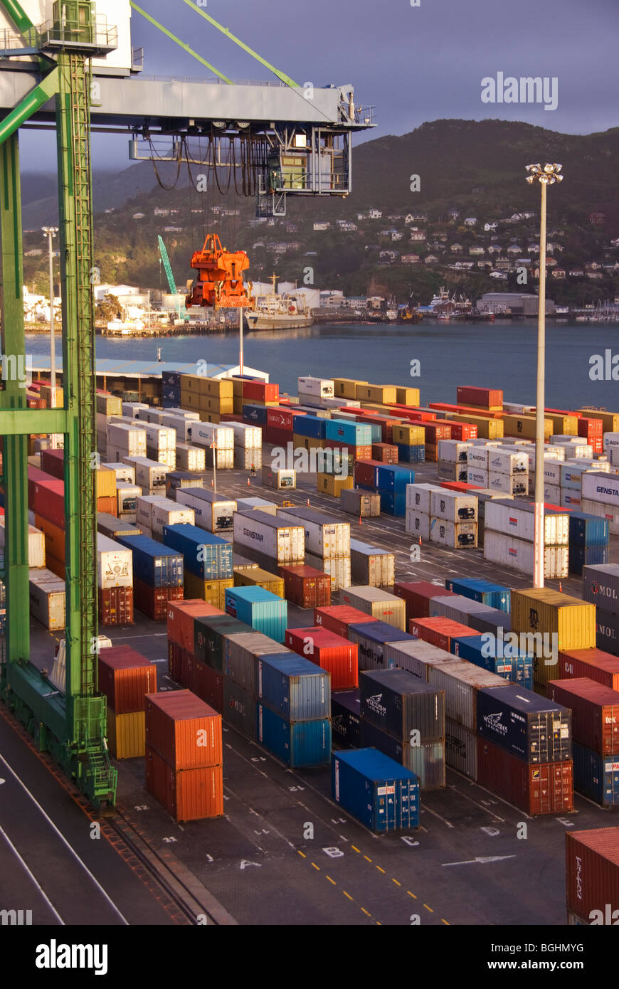 Containers waiting to be loaded on board ship at container terminal ...