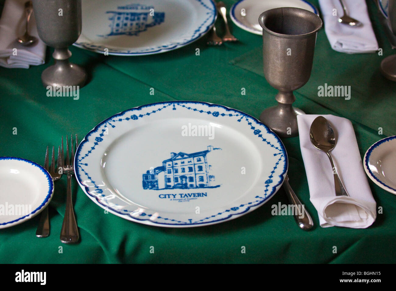 Plate Setting at City Tavern Restaurant in Philadelphia, Pennsylvania ...