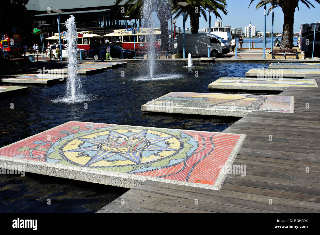 Traditional aboriginal art near Swan Bell Tower in Perth, Western ...