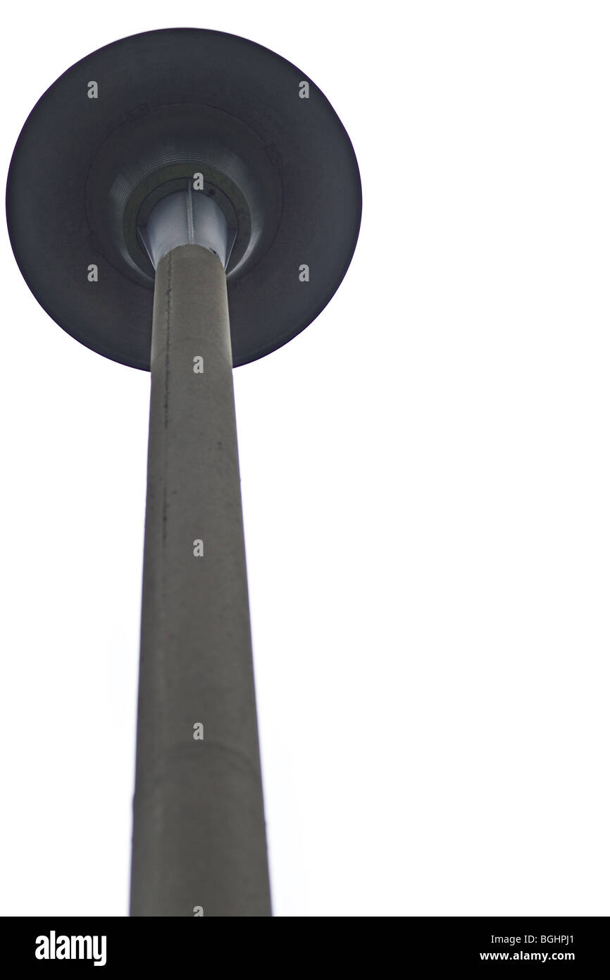 Looking up at a lamp post, isolated against white Stock Photo - Alamy