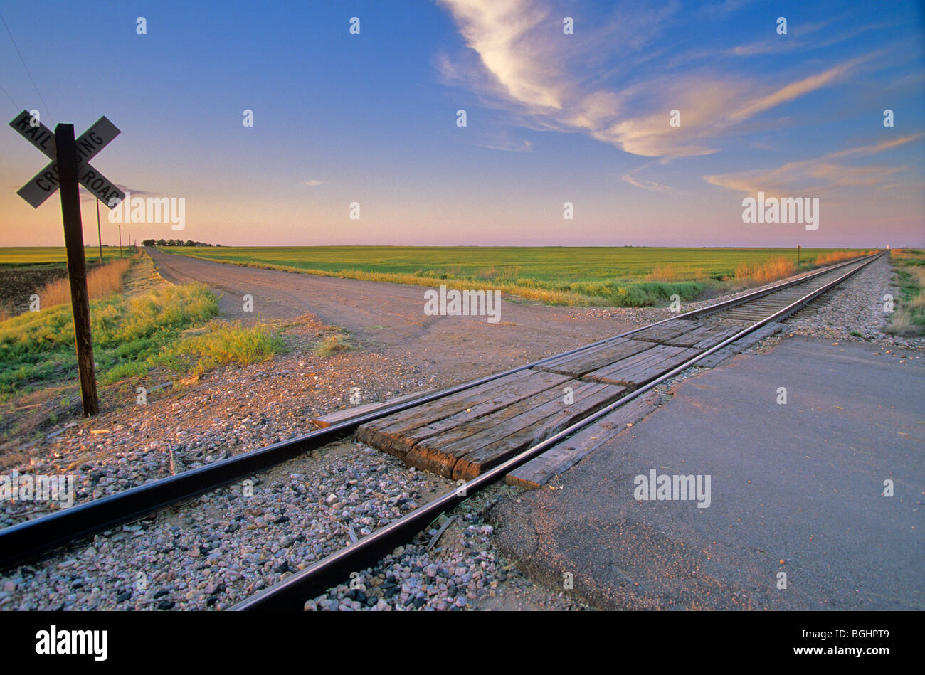 Railroad Crossing along country road on Highway 23, near Venango ...