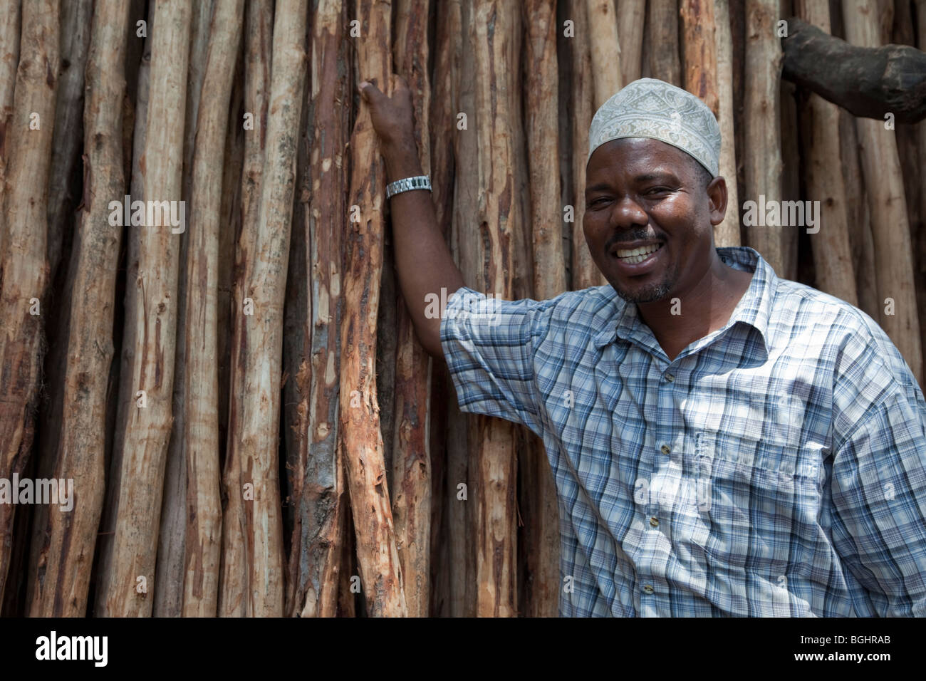 Zanzibar, Tanzania. Masuli, Seller of Mangrove Poles Stock Photo - Alamy