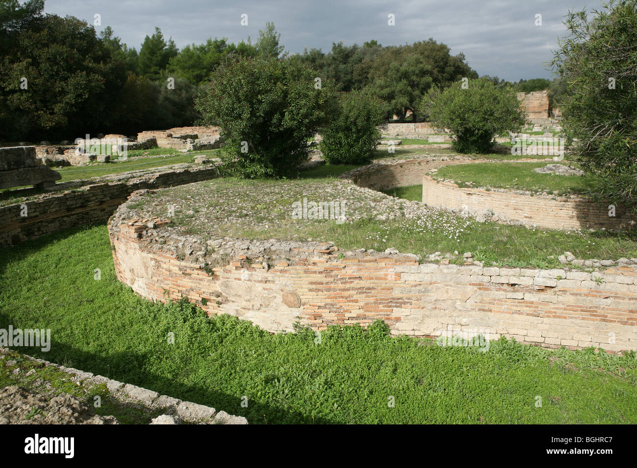 The Leonidaion clover shaped water garden ancient olympia Greece Stock ...