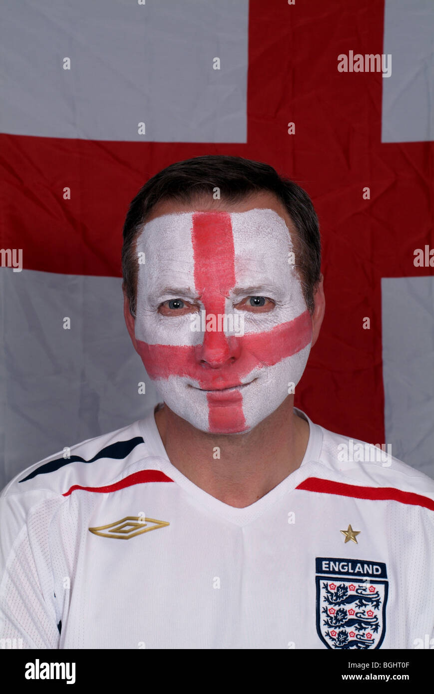 England football fans with faces painted Stock Photo - Alamy