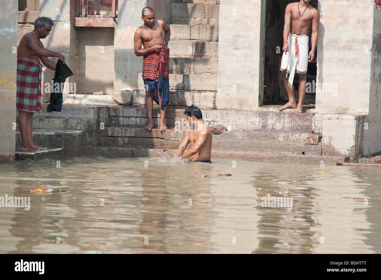 Male bathing ghats: River Ganges, Varanasi, India Stock Photo - Alamy
