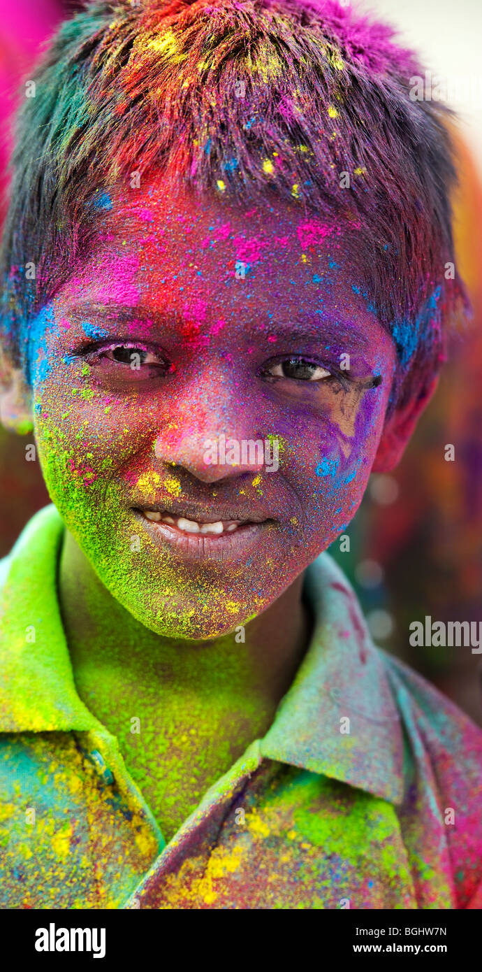 Face covered in pink powder paint hi-res stock photography and images ...
