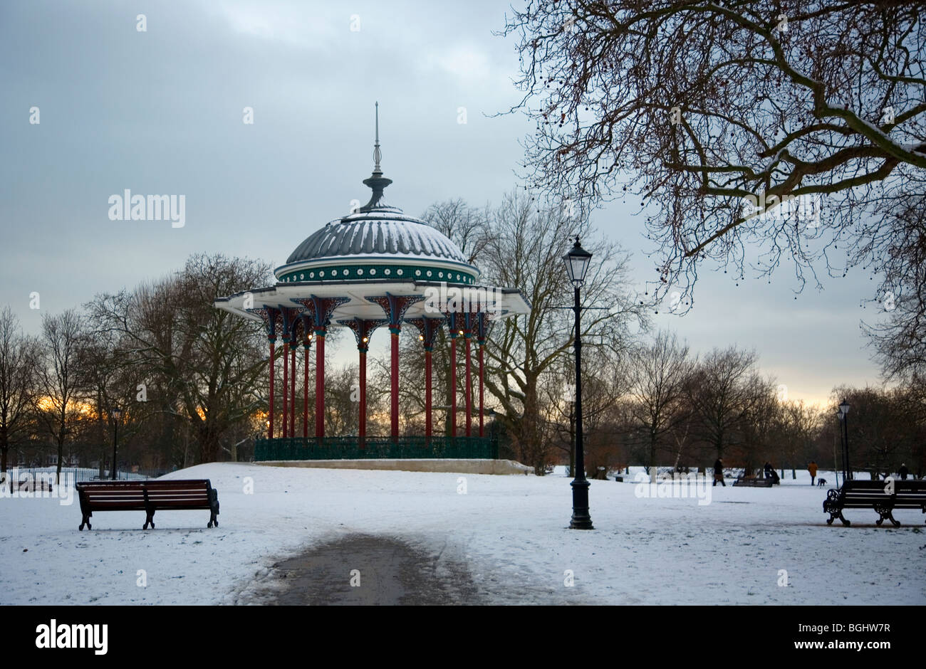 Clapham Common Bandstand in the snow Stock Photo - Alamy