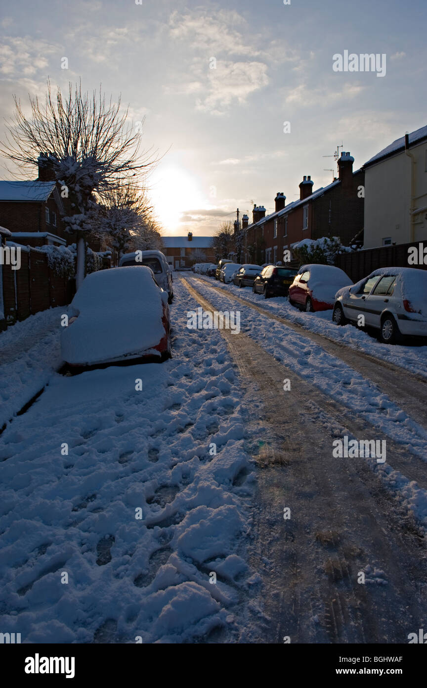 Snow covered side street in Tonbridge, Kent, UK Stock Photo - Alamy