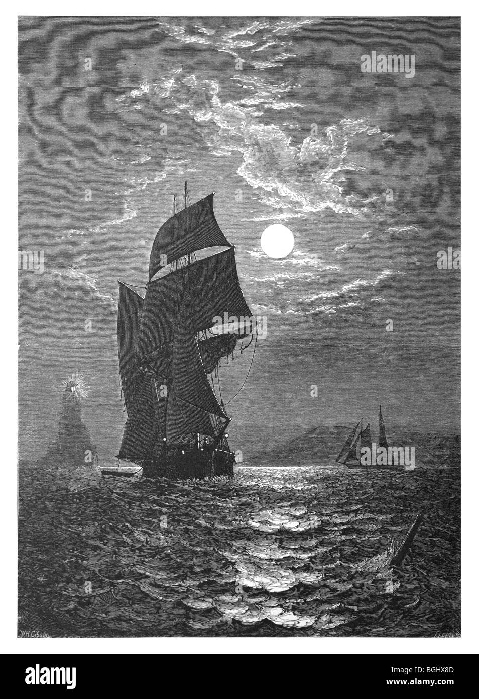 Long Island Sound by Moonlight Stock Photo - Alamy