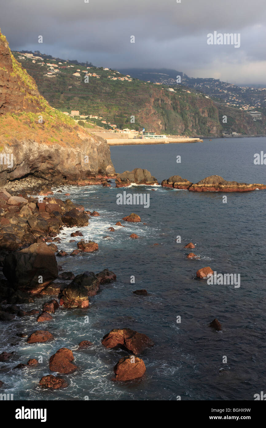 the rocky beach at Ponta do Sol, Madeira, Portugal, Europe. Photo by ...