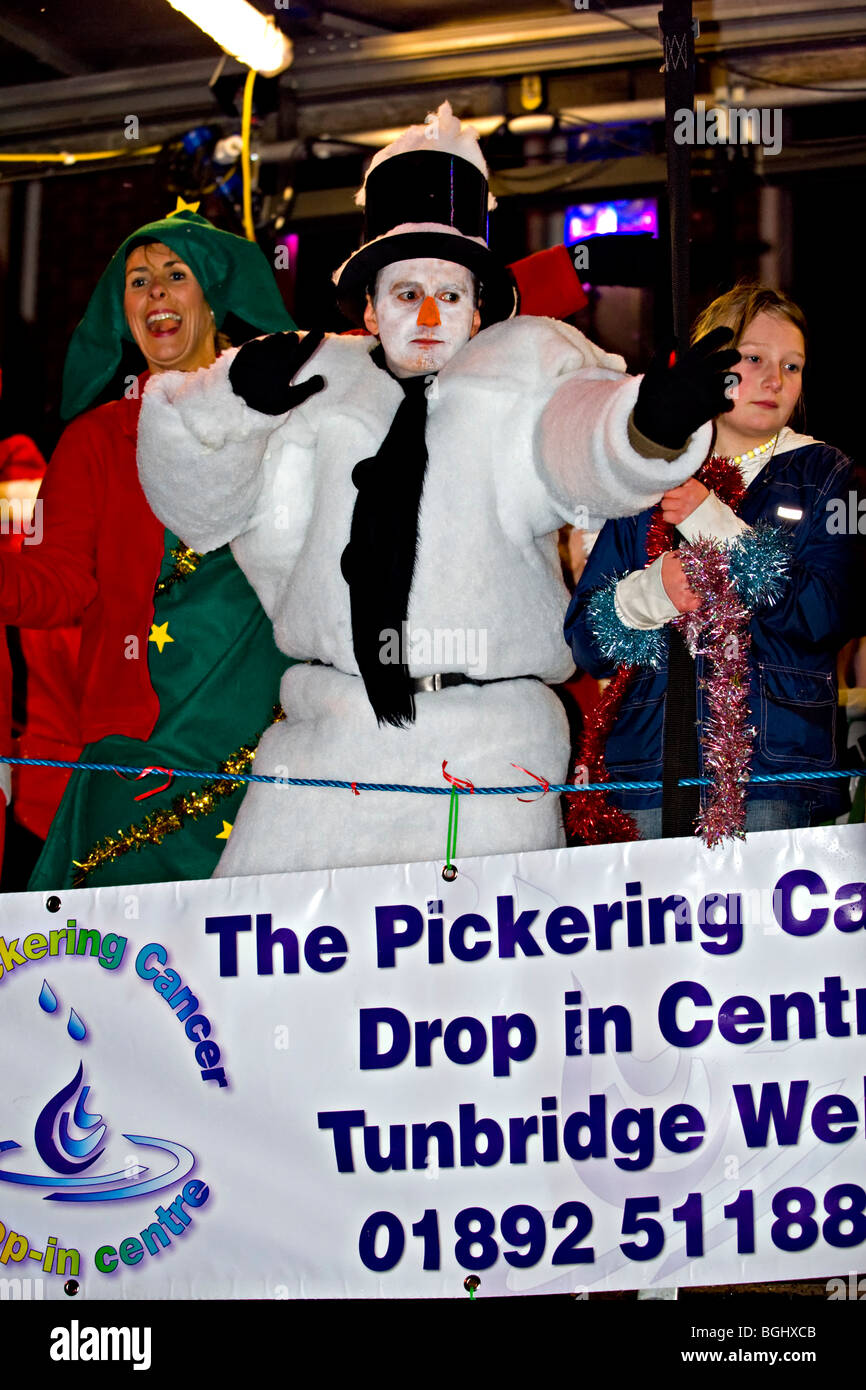 A Clown on a Decorated Float during a Christmas Parade Stock Photo - Alamy
