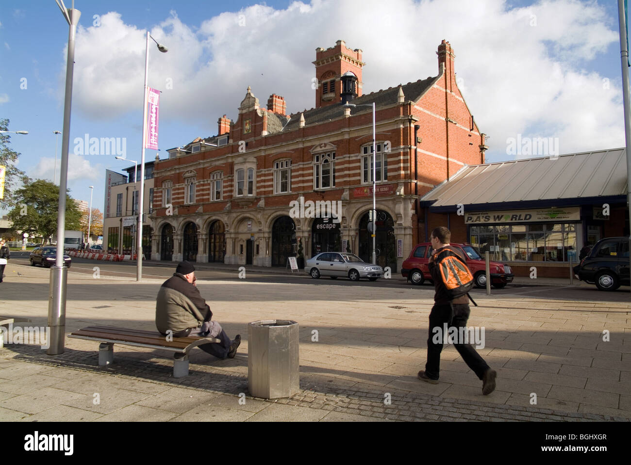 A street view in coventry city centre taken from underneath the frank ...