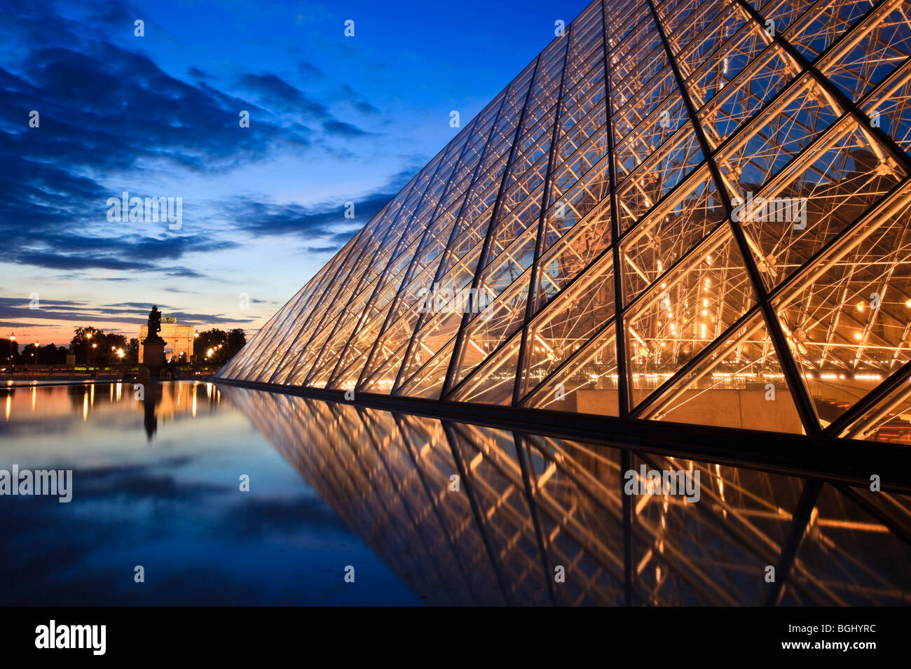 Louvre pyramid sunset hi-res stock photography and images - Alamy