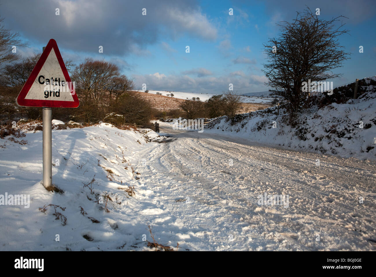 Winter road in Dartmoor National Park. Devon. England. Europe Stock ...