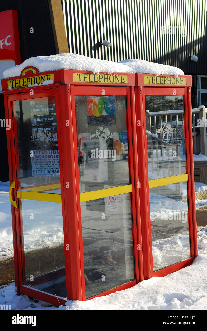 Red Telephone box Motorway Services Stock Photo - Alamy