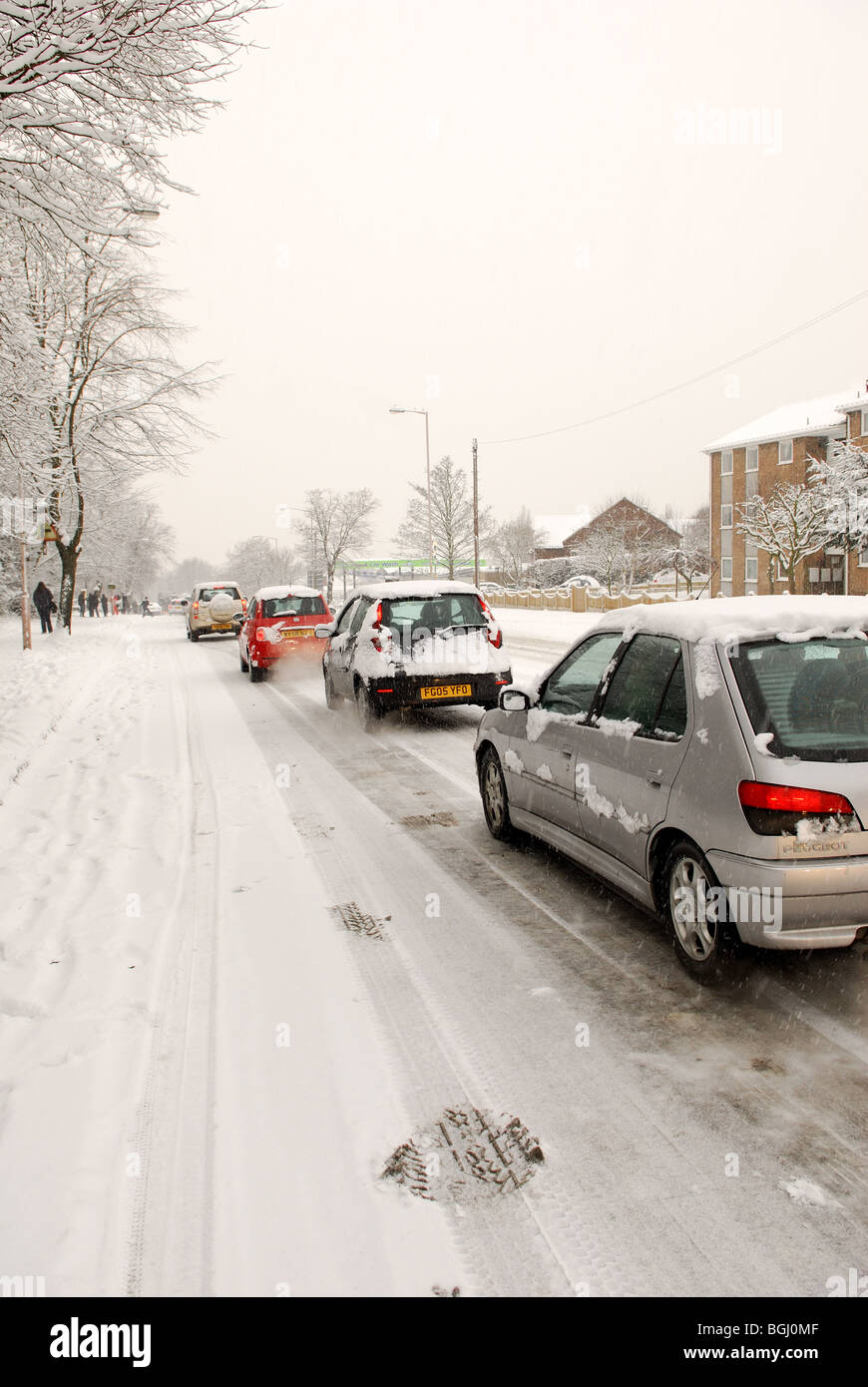 Driving in Heavy Snow Stock Photo - Alamy