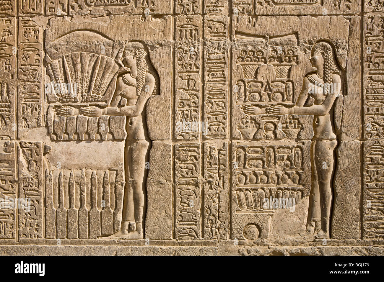 Grand offerings at the Temple of Haroeris and Sobek at Kom Ombo in the ...