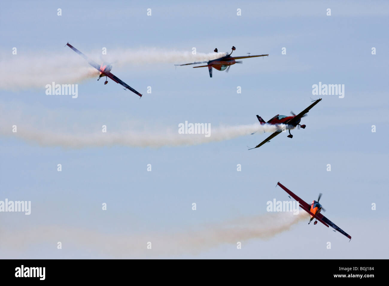 Blades aerobatic display team flying Extra 300 LP aircraft at RAF ...