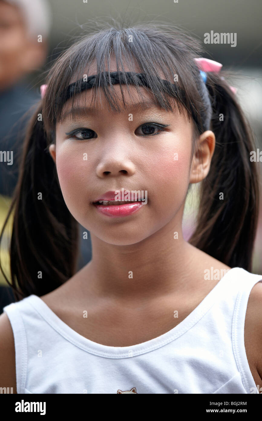 Asian child. Portrait of a Thailand child with face make up for a ...