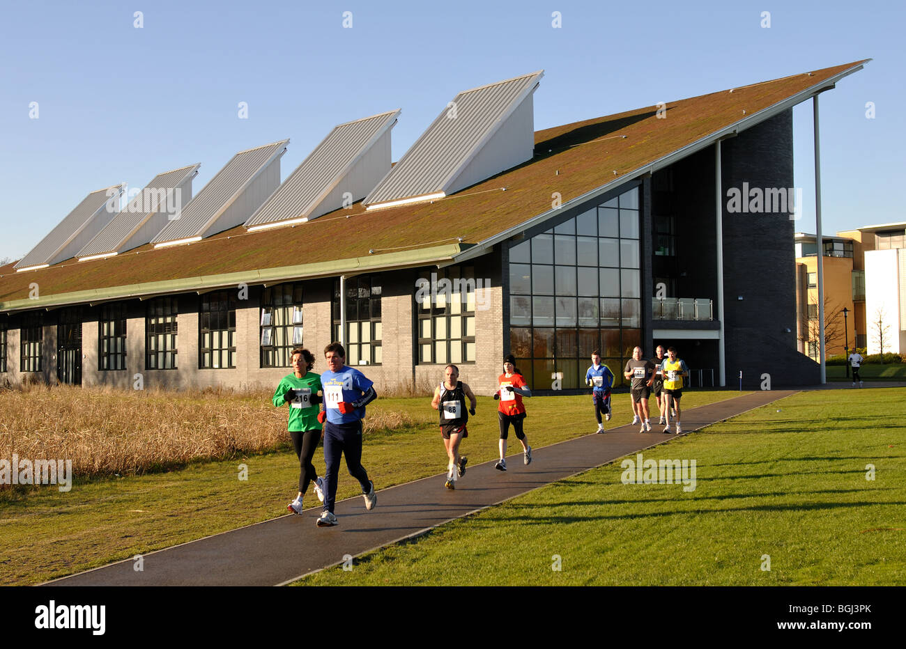 Runners in race at University of Warwick campus, England, UK Stock ...