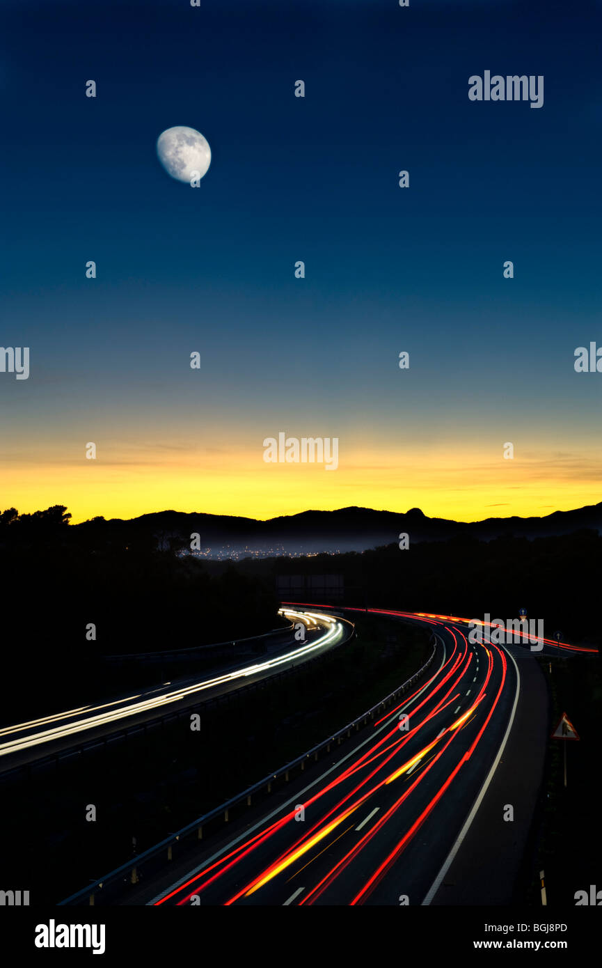 Road at the night Stock Photo - Alamy