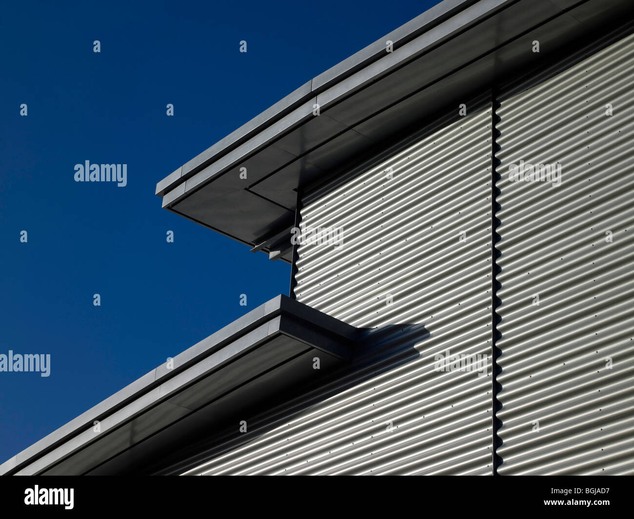 Architectural detail of Roof and Cladding on a modern warehouse ...