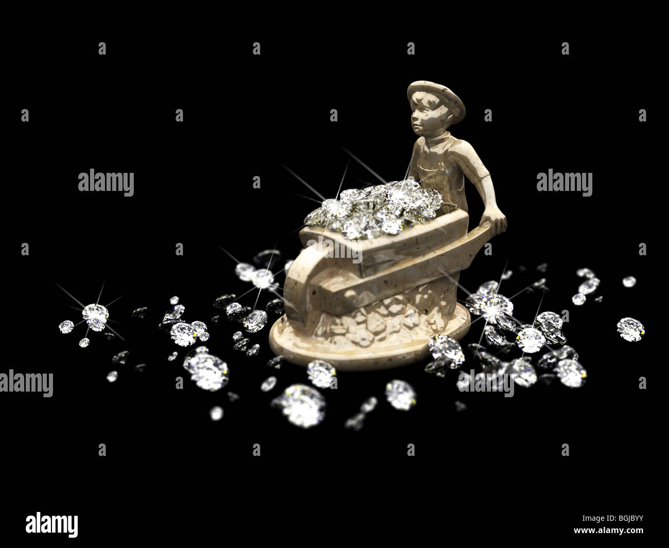 a lot of diamonds and marble statuette Stock Photo - Alamy