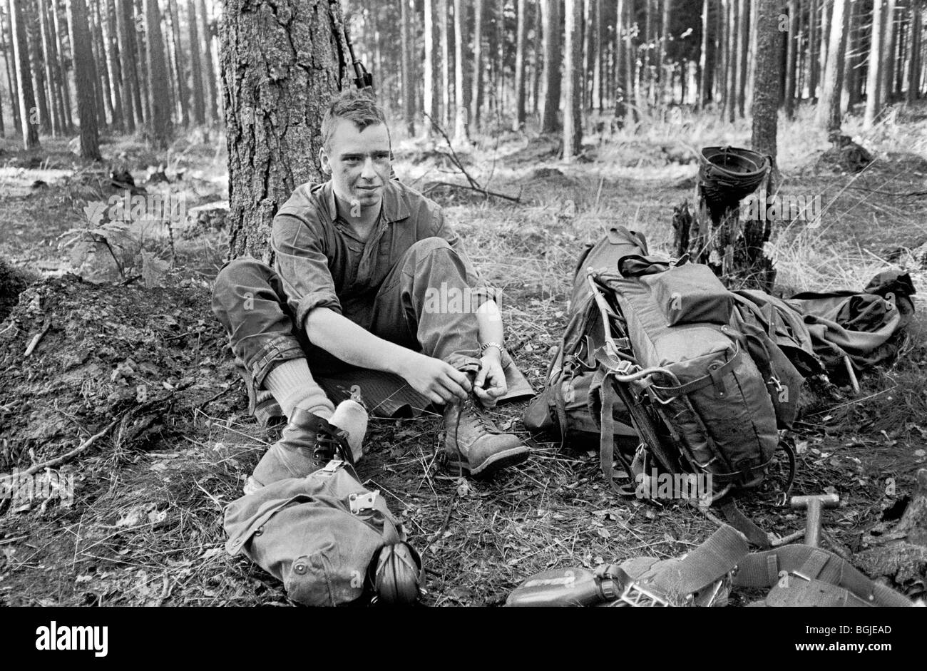 Swedish conscript soldier during maneuvers 1988. K3 Ranger Battalion ...
