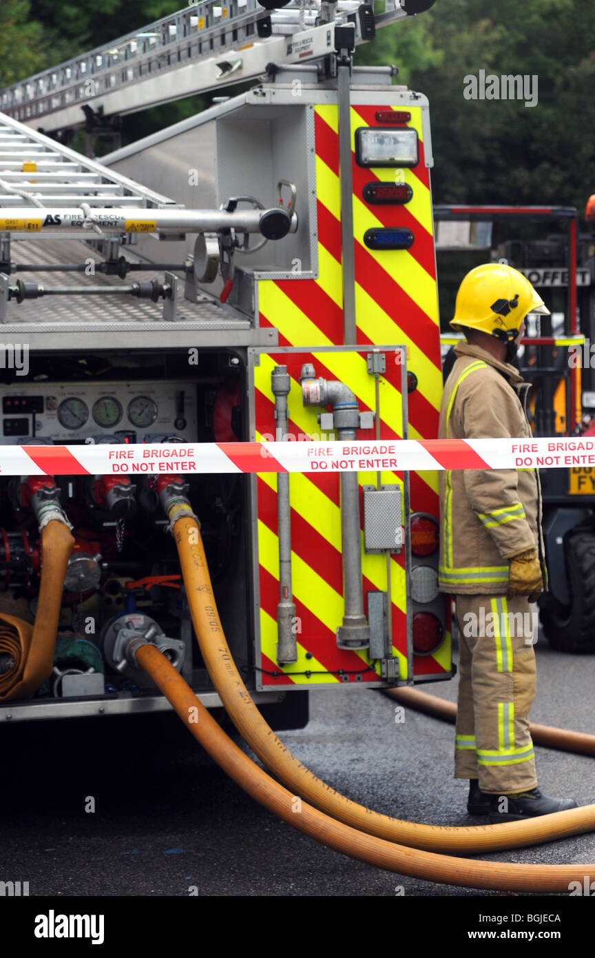 Fire brigade at on the scene of a major incident Stock Photo - Alamy