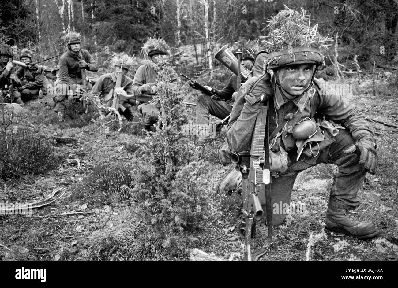 Swedish conscript soldiers during maneuvers 1988. K3 Ranger Battalion ...