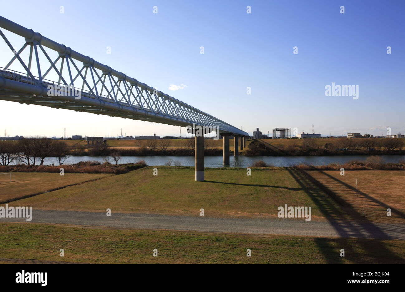 Tokyo Gas Company’s pipeline bridge over Edo River from Saitama ...
