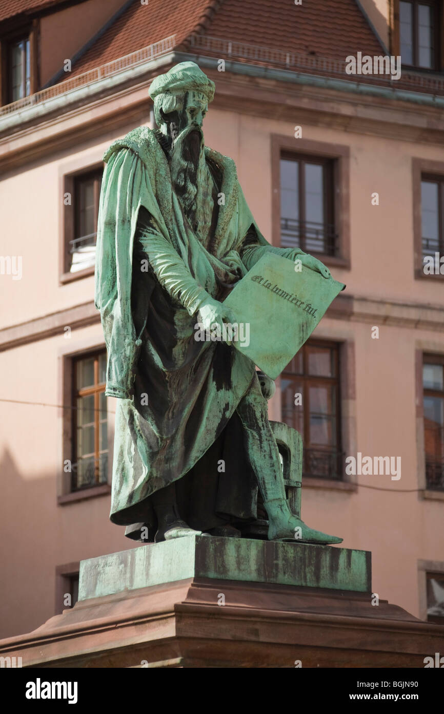 Statue of Johannes Gutenberg (c.1398–1468) inventor of the printing ...