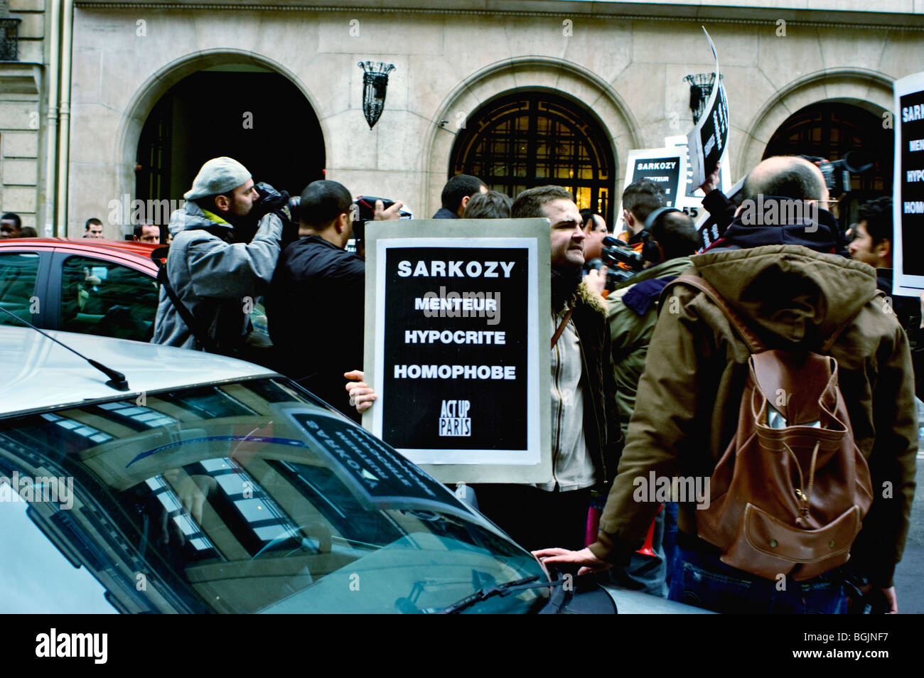 Paris, France - AIDS Activists of Act Up-Paris, Holding Protest Signs ...