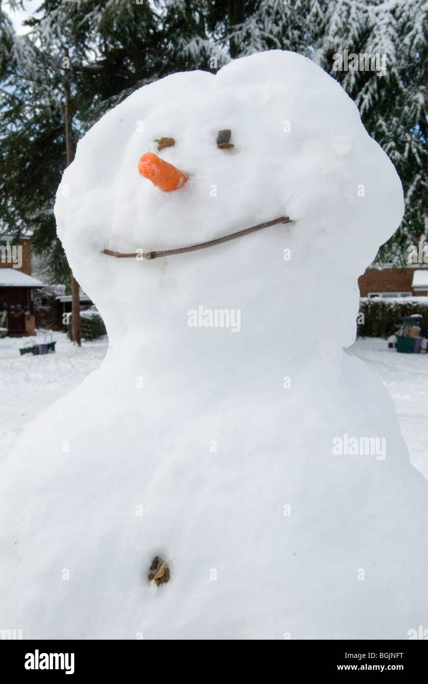 Snowman with a carrot nose. No people 2010 2010s UK HOMER SYKES Stock ...