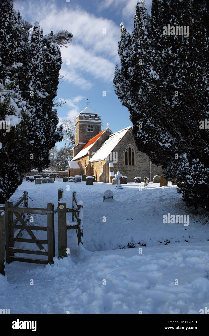 Village church on a snowy day Stock Photo - Alamy