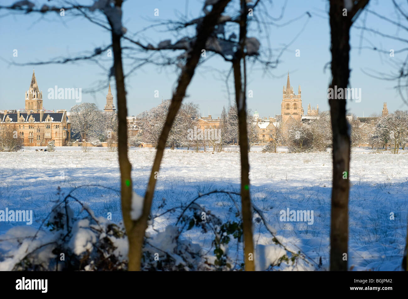 From Christchurch Meadows,the spires of Oxford in a covering of snow ...