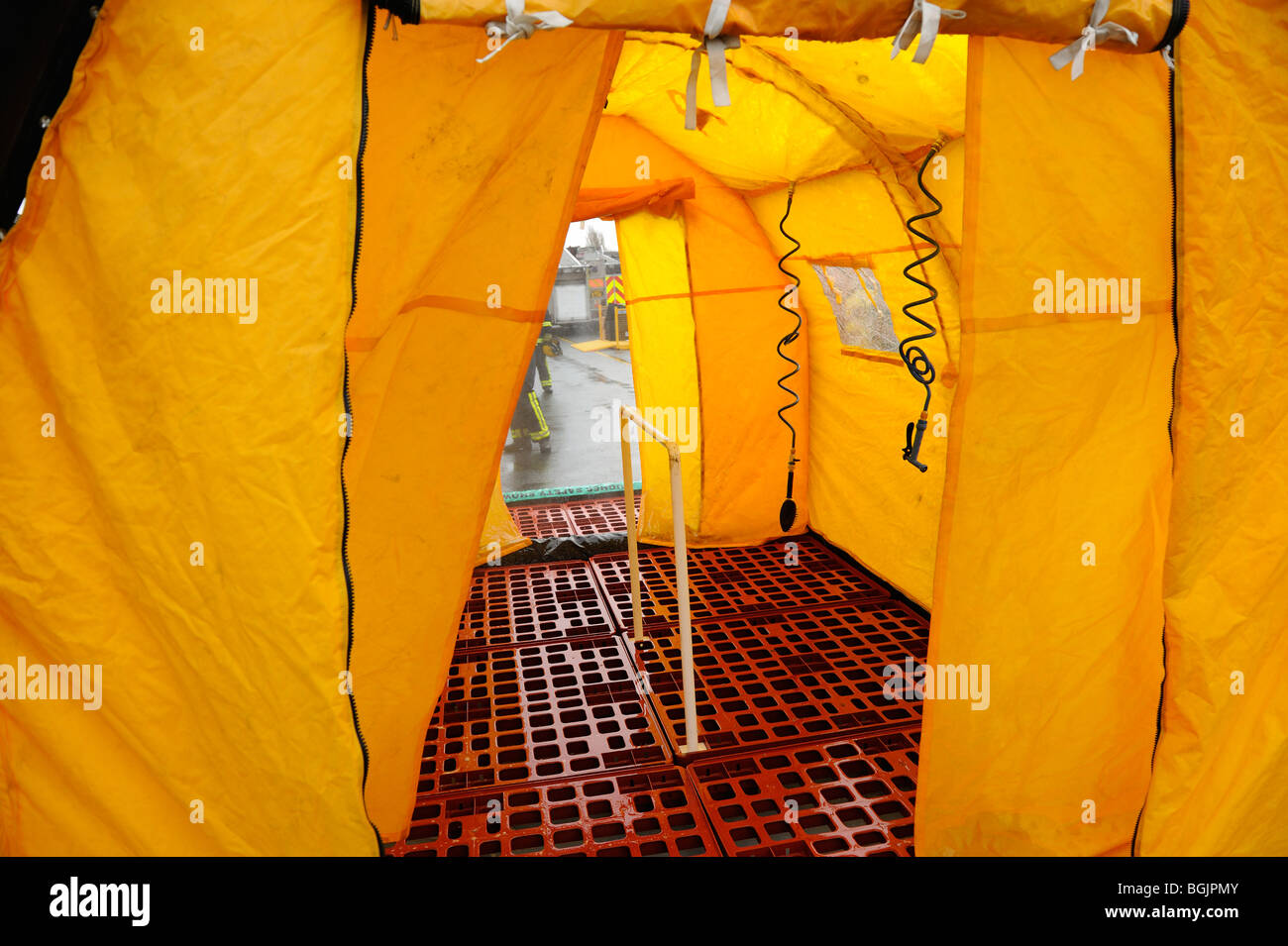 Mass decontamination shower for use in CBRN incidents Stock Photo - Alamy