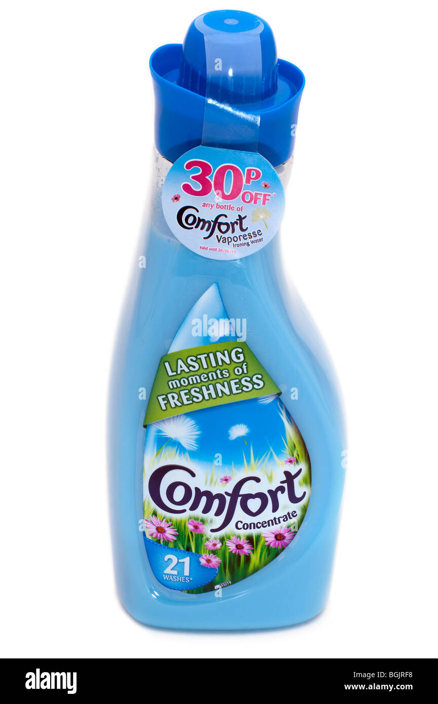 Plastic container of blue Comfort clothes conditioner concentrate Stock ...