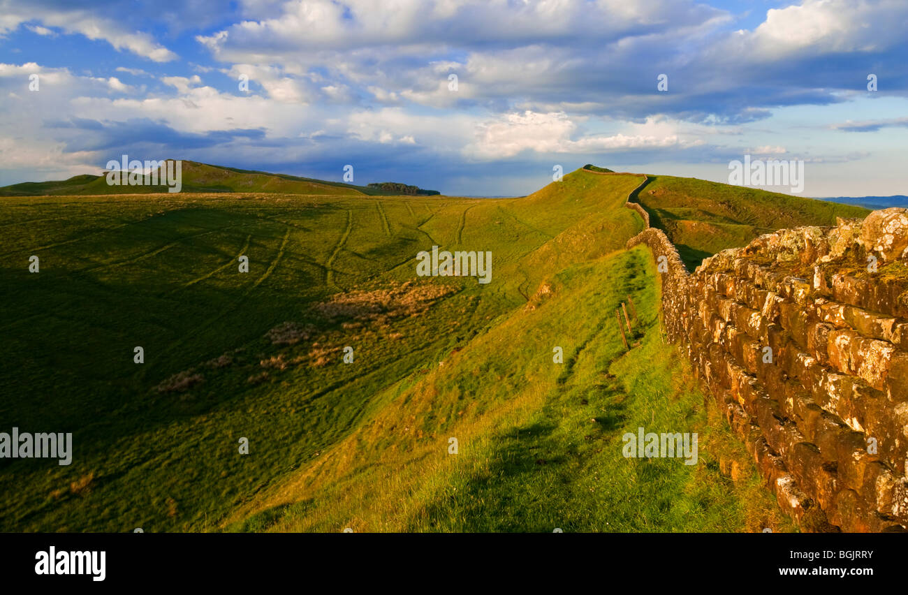 View of Hadrian's Wall an ancient Roman remain looking east near Knag ...
