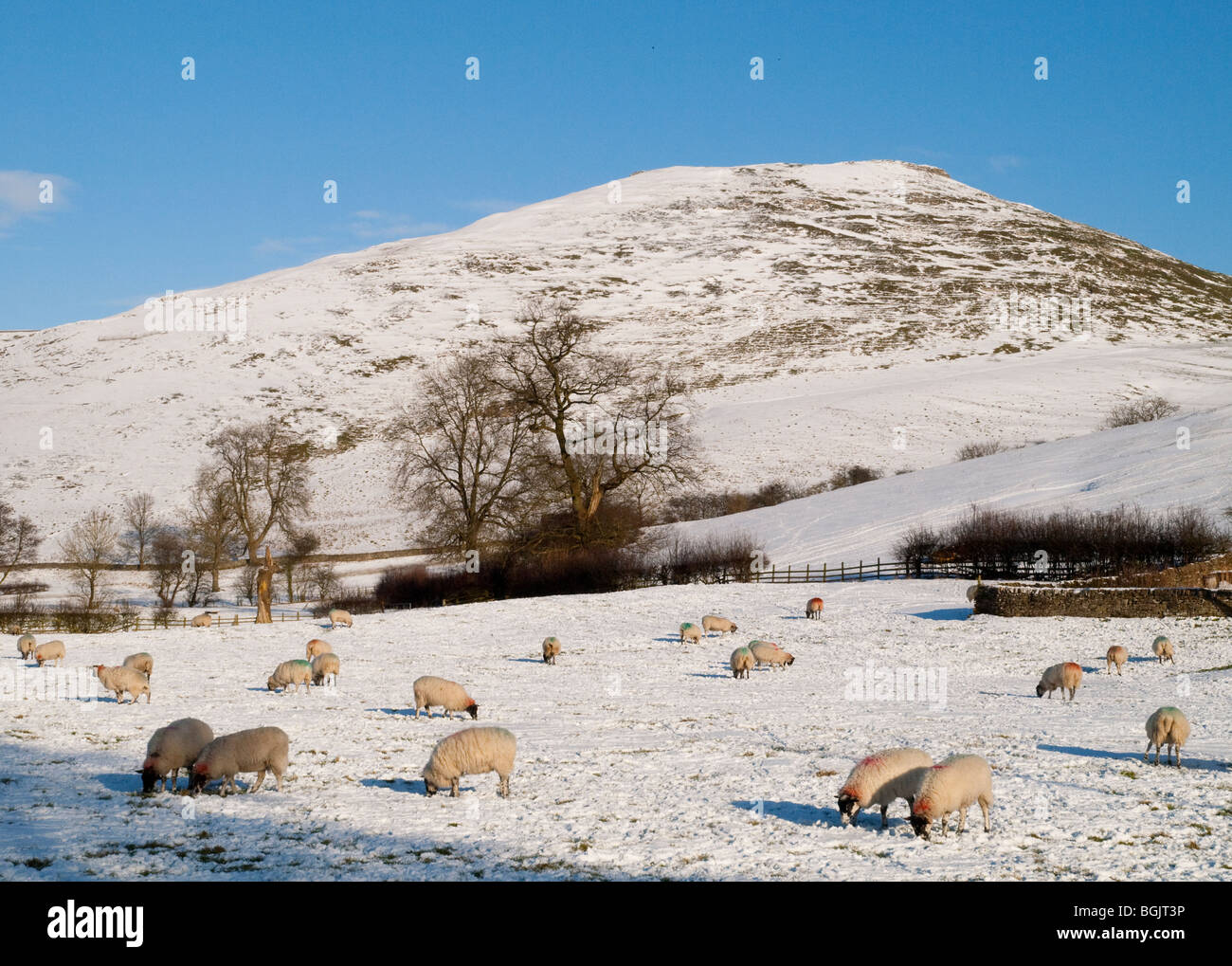 Countryside surrounding the village of Thorpe after snowfall, in the ...