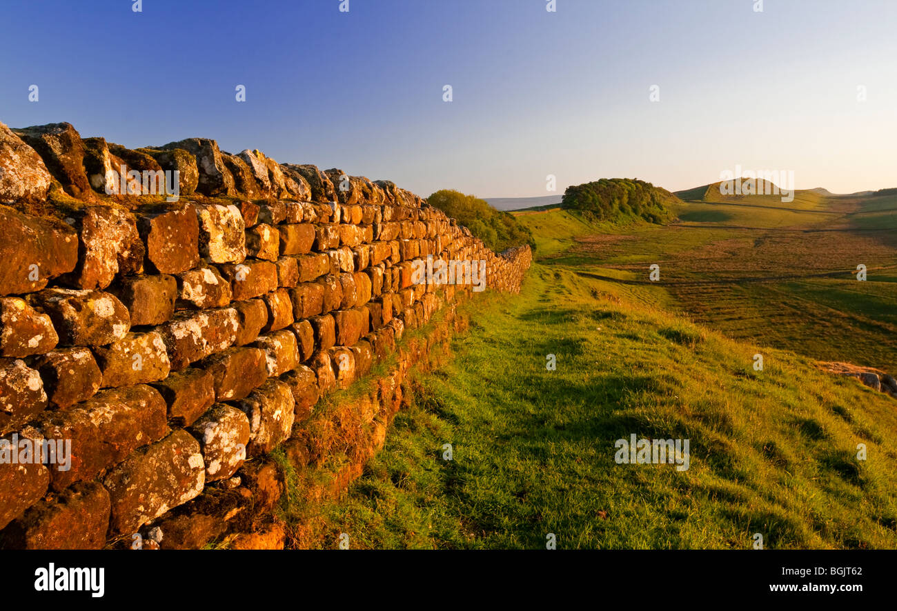 View of Hadrian's Wall an ancient Roman remain looking west near Knag ...