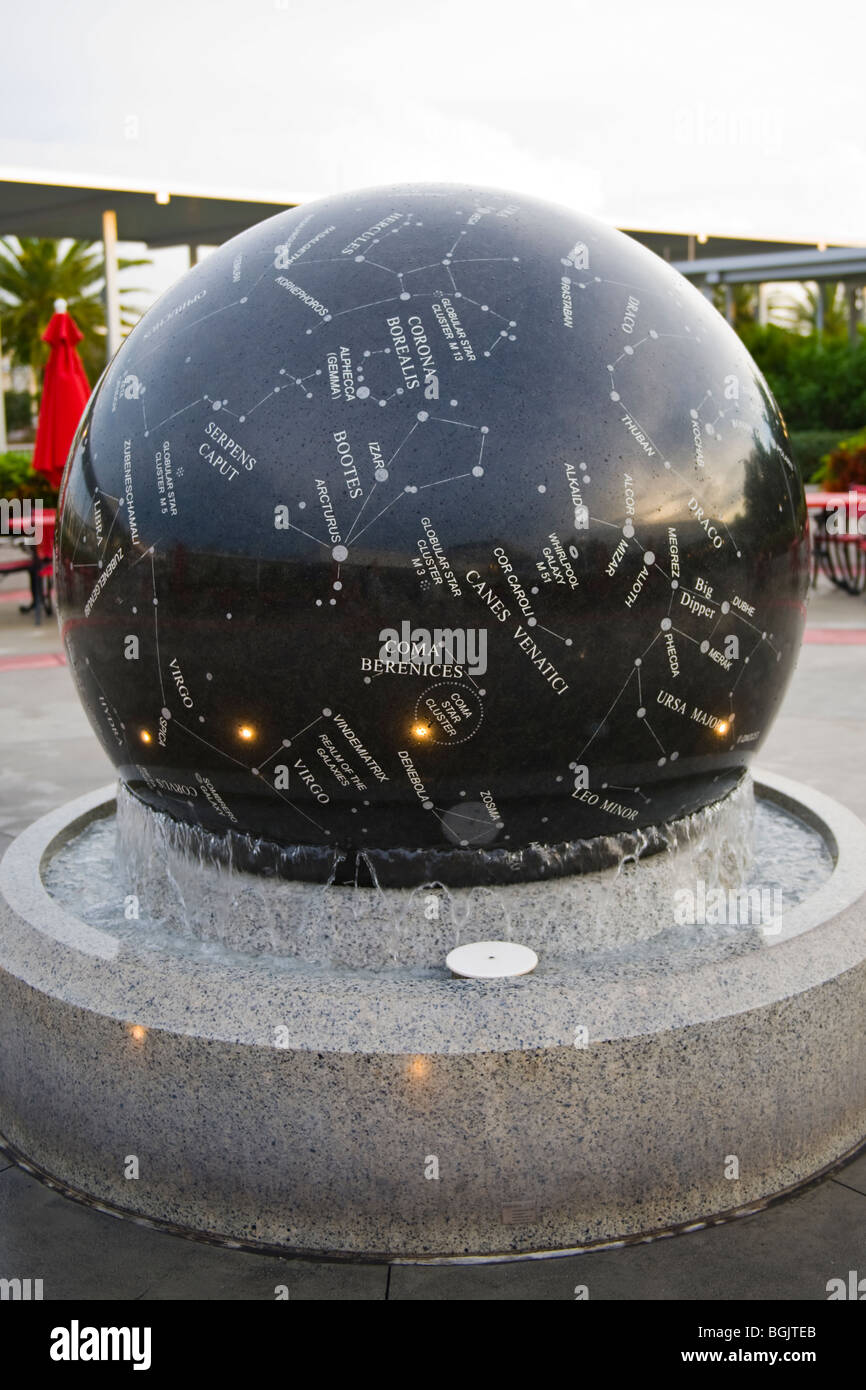 Kennedy Space Centre Center , water feature with floating giant ball ...