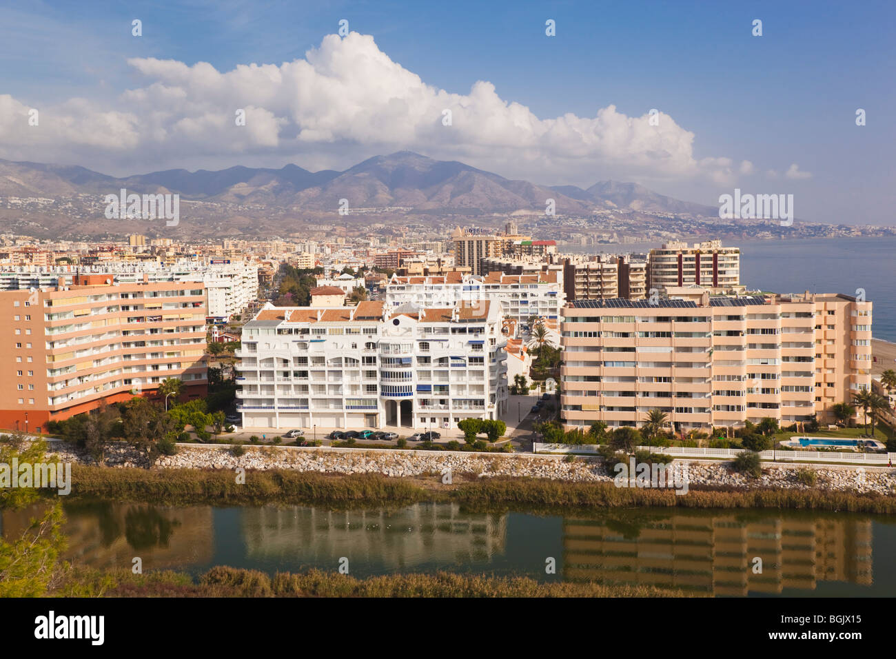 Fuengirola, Malaga Province, Costa del Sol, Spain. View across ...