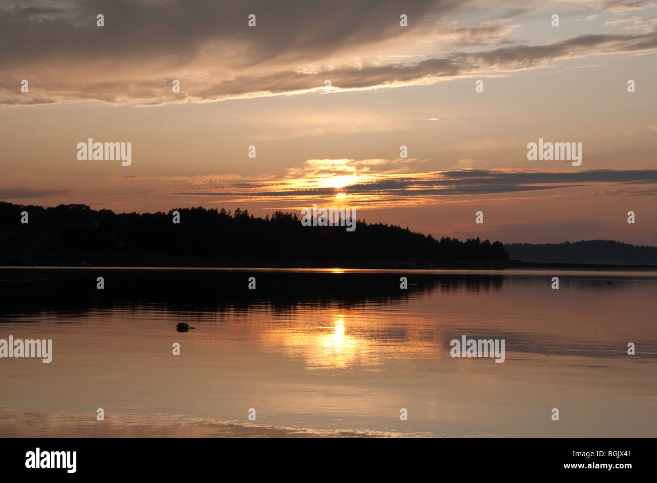 Sunset on the Water at Shorey Cove, Roque Island, Maine Stock Photo - Alamy